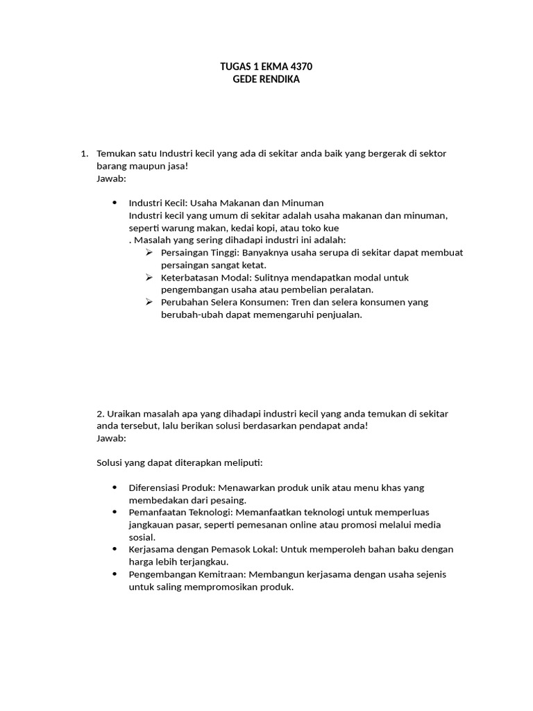 Tugas 1 Ekma 4370 | PDF
