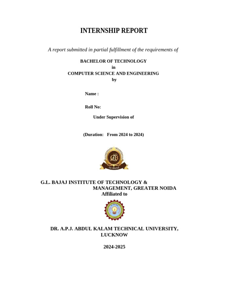 Computer Science Internship Report 2024 | PDF | Computing | Cognitive ...