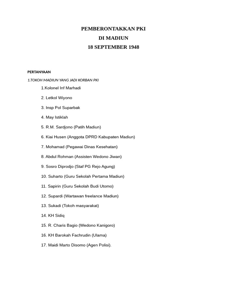 Pemberontakkan Pki | PDF