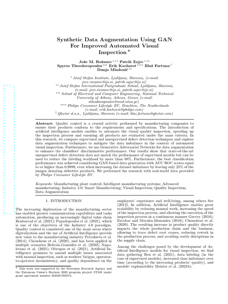 Synthetic Data Augmentation Using Gan For Improved Automated 2d1ox884 ...