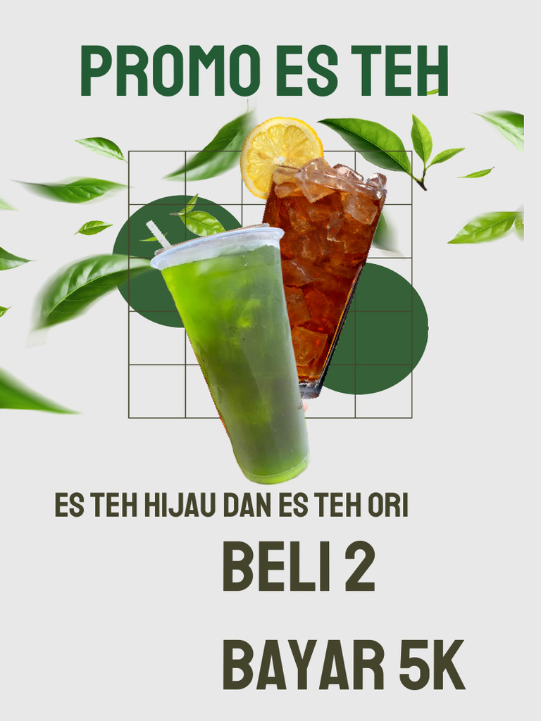 Abu-Abu Dan Hijau Poster A4 Menu Es Teh | PDF
