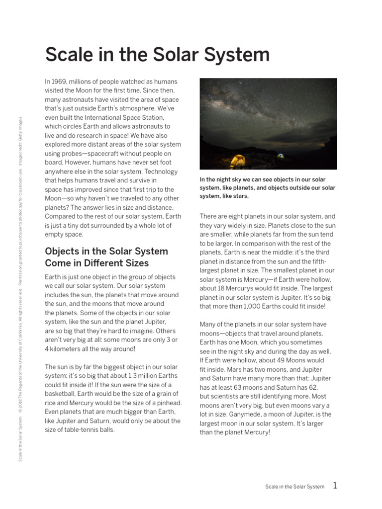 Printable Article Scale in The Solar System | PDF | Planets | Solar System