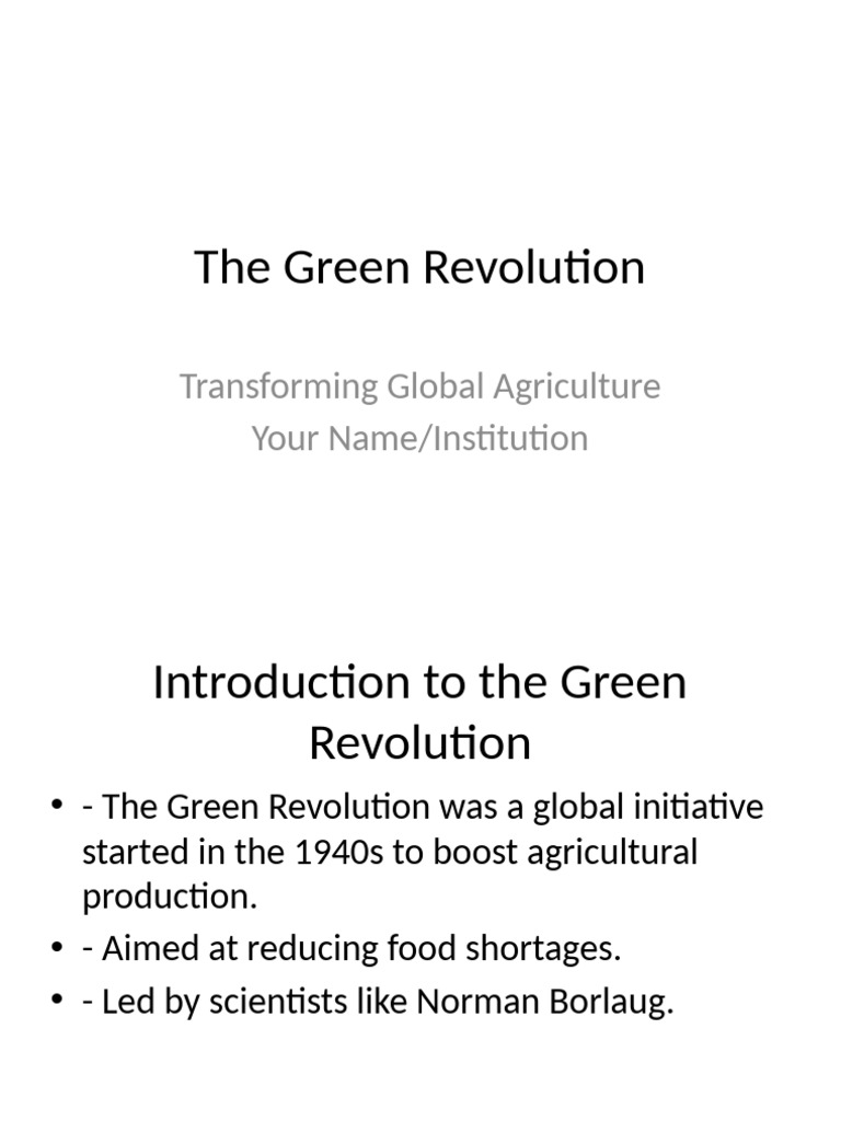 Green Revolution Presentation | PDF