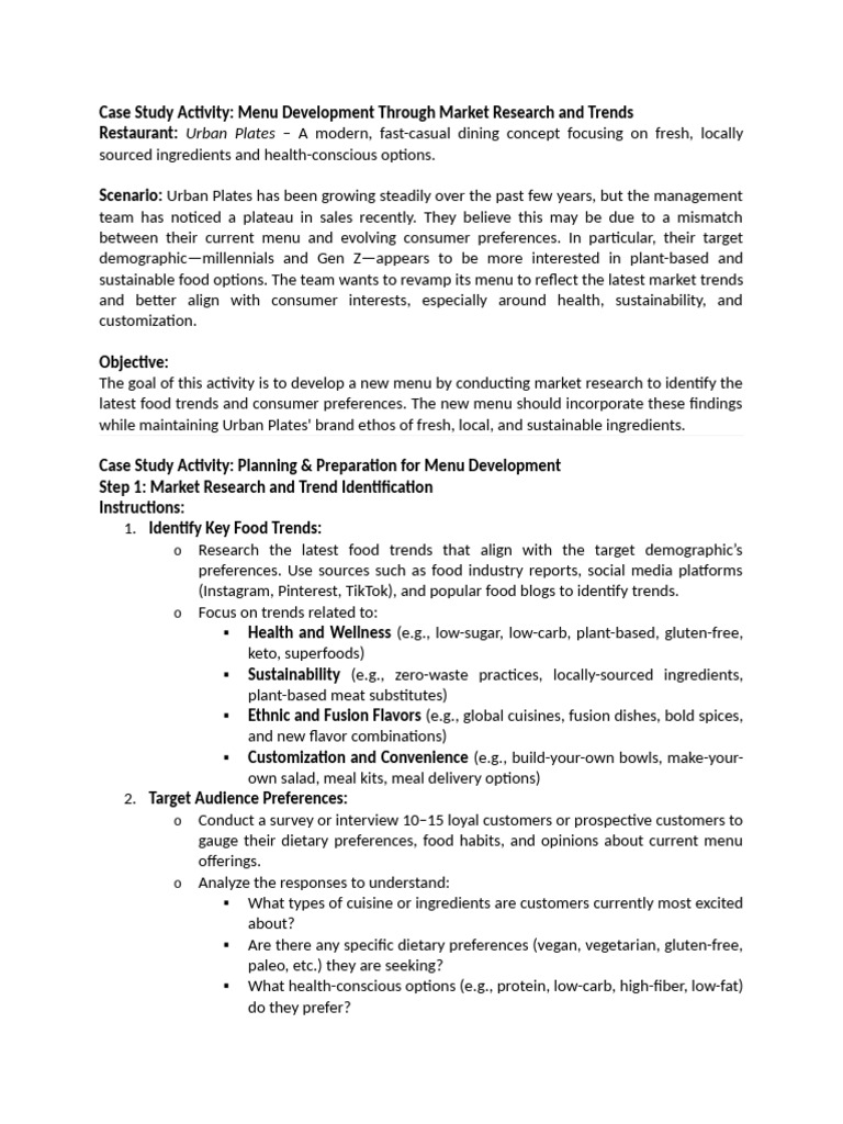 Menu Revamp for Urban Plates: Trends & Research | PDF | Menu | Meal