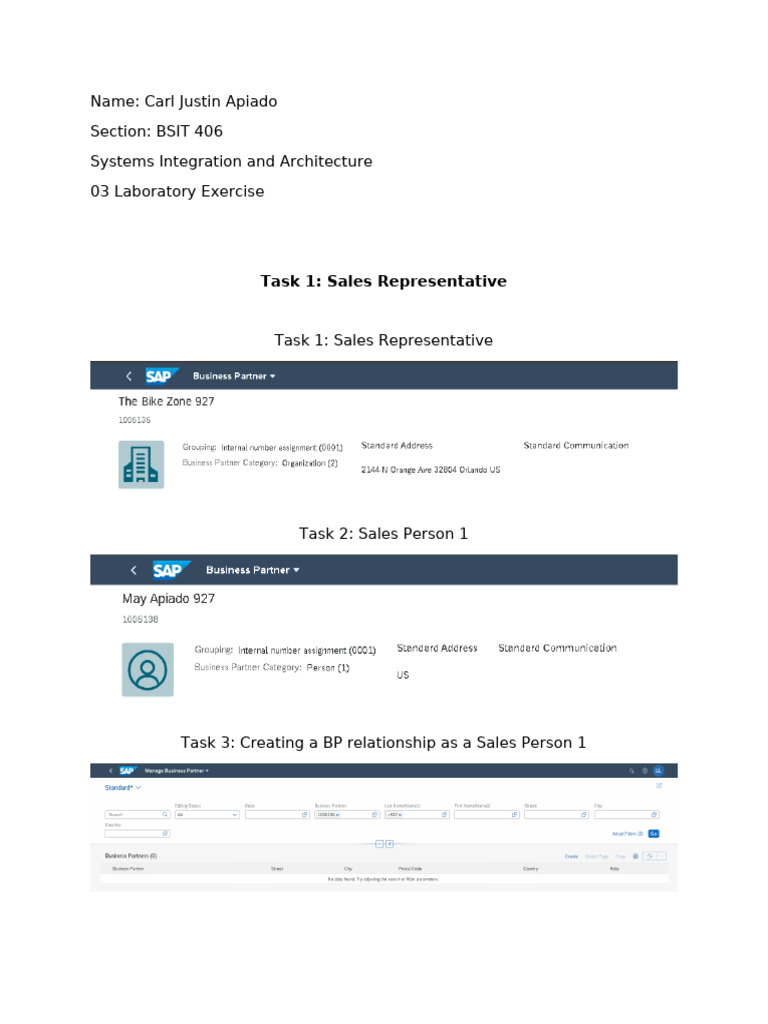 SAP Sales Process Laboratory Guide | PDF