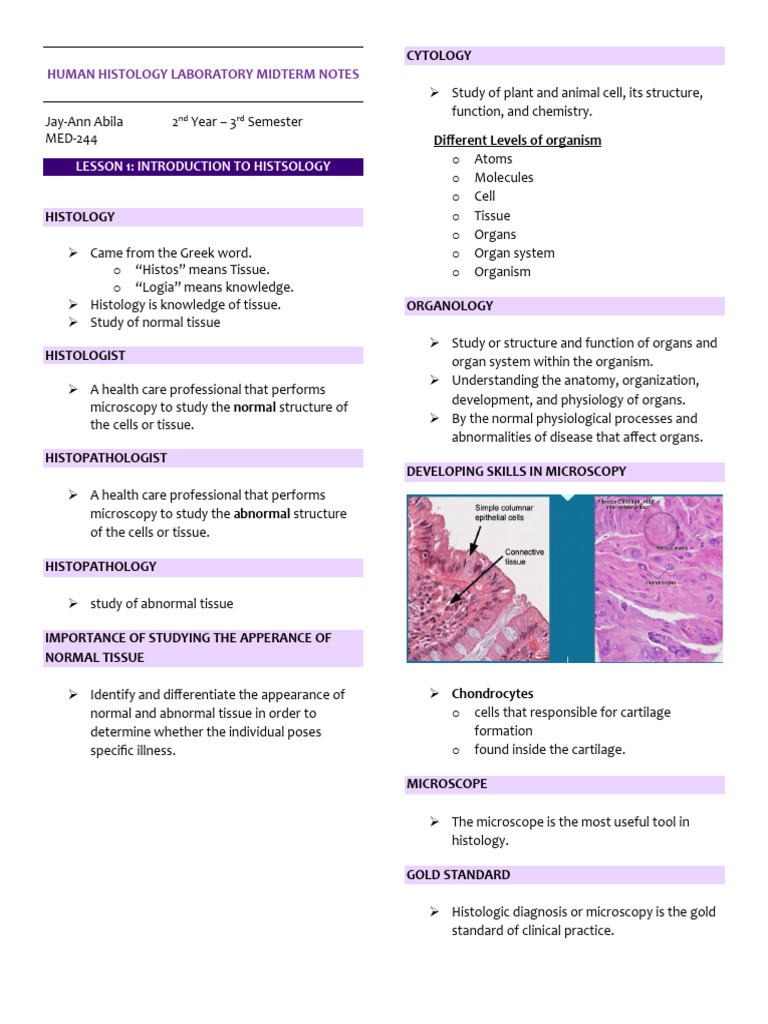 Topic 1 Micros | PDF | Microscopy | Histology