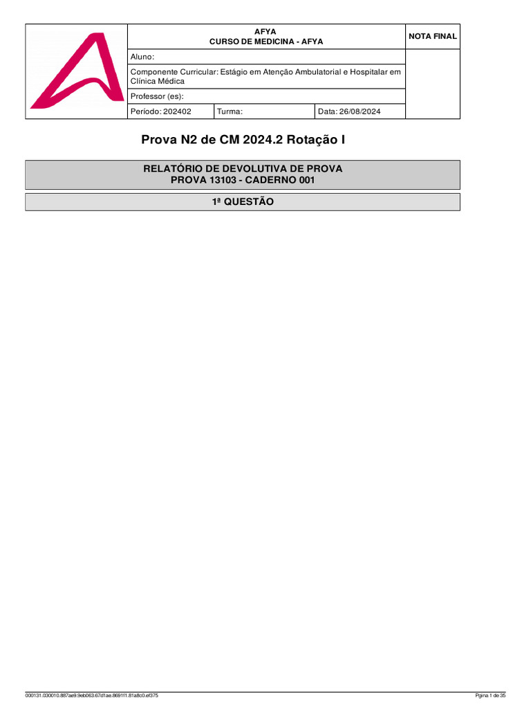 Devolutiva CM - Caderno 01 | PDF | Anemia | Leucemia