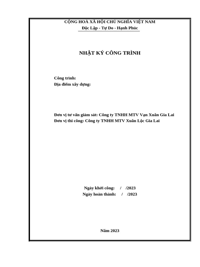 BIA - Nhat Ky Thi Cong | PDF