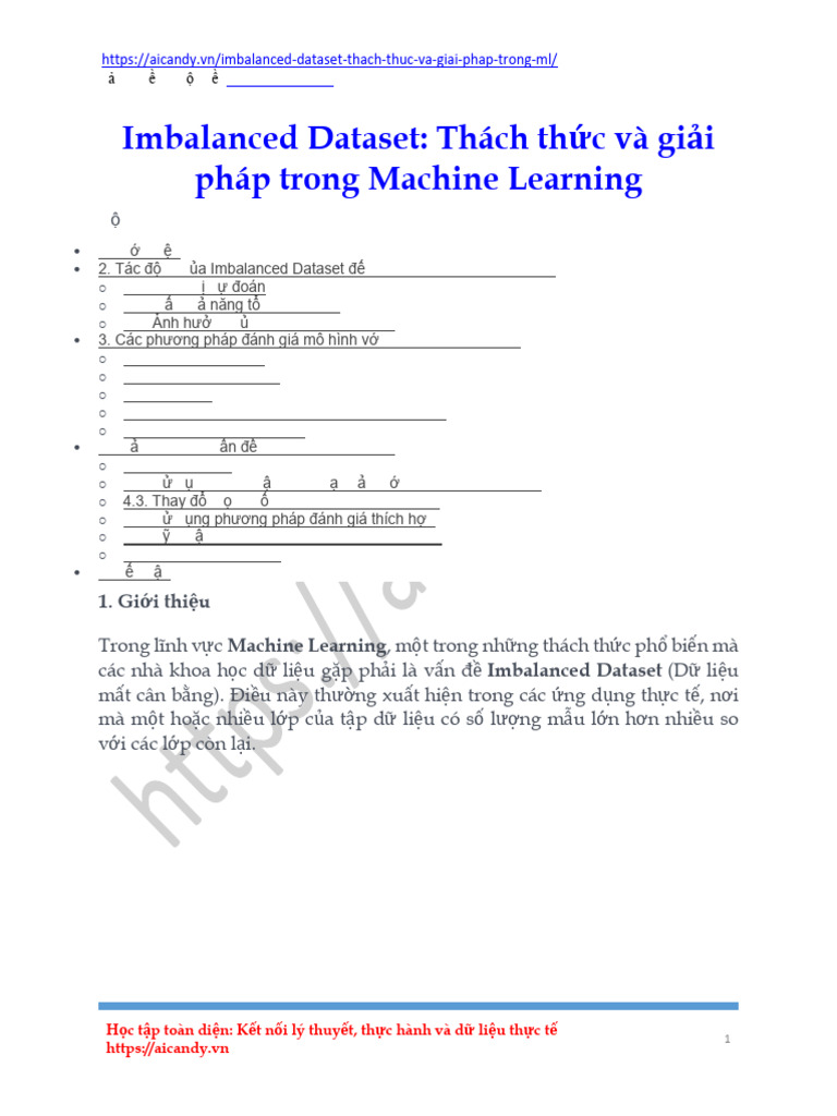 Imbalanced Dataset - Thách Thức Và Giải Pháp Trong Machine Learning | PDF