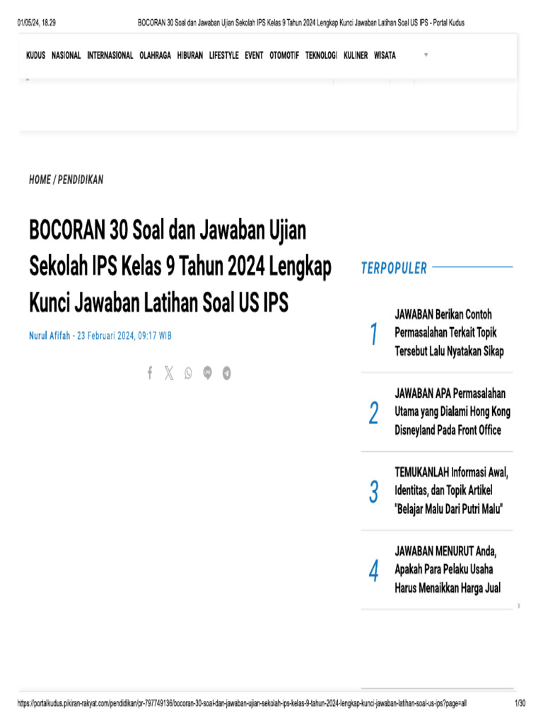 Soal Ujan Sekolahs | PDF