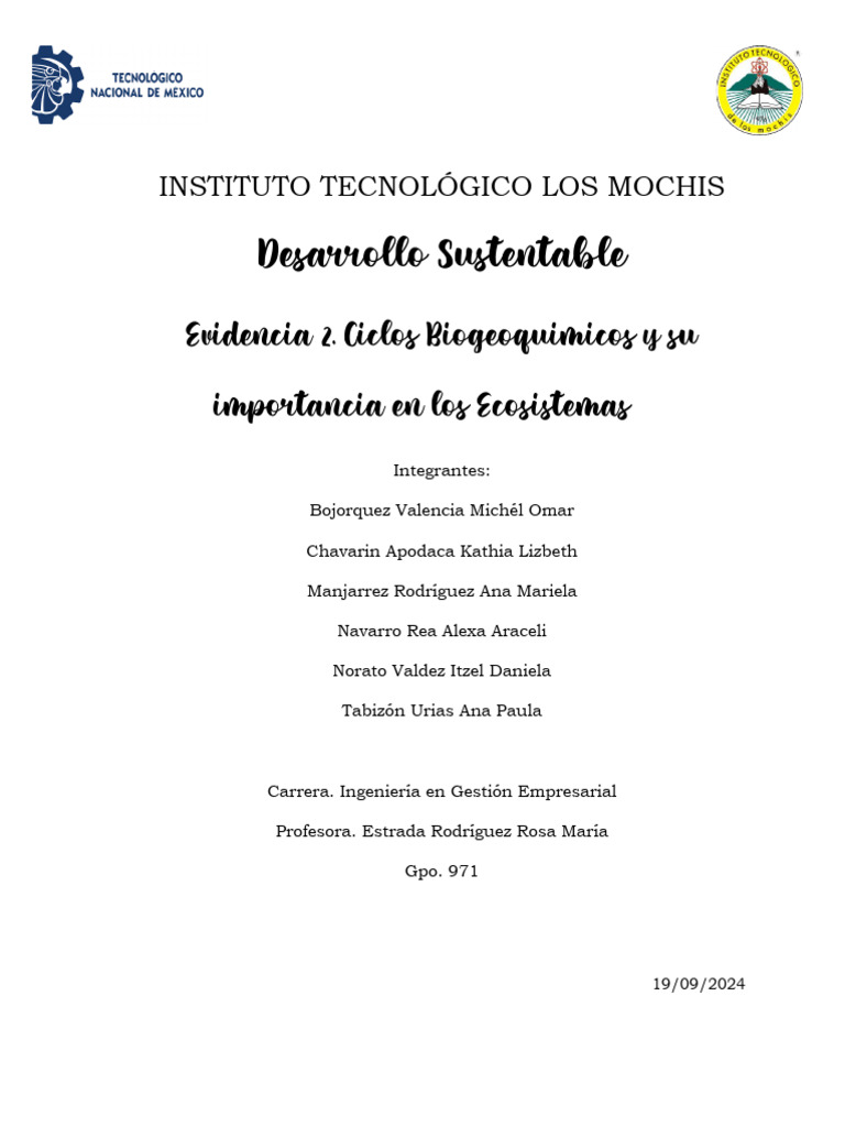 Evi2 Ciclos-Biogeoquímicos EQ2 | PDF | Nitrógeno | Ciclo del carbono