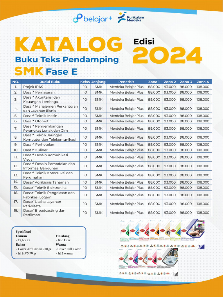05 KATALOG SMK Kejuruan FASE E KUMER 2024 | PDF
