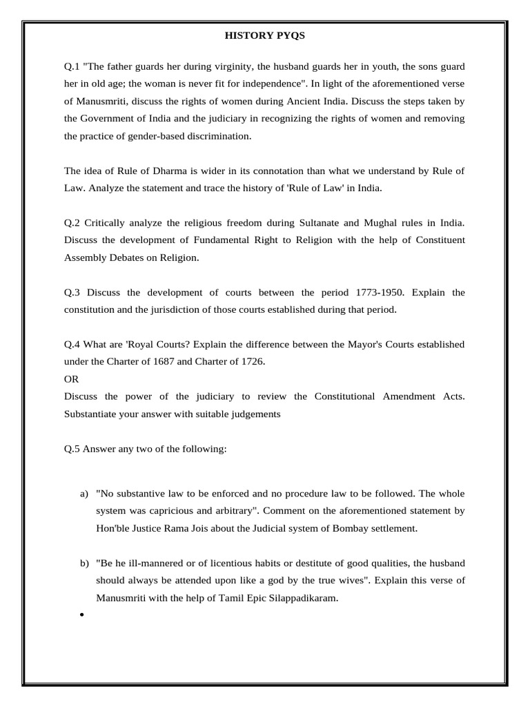 PYQ History | PDF | Governance | Constitution