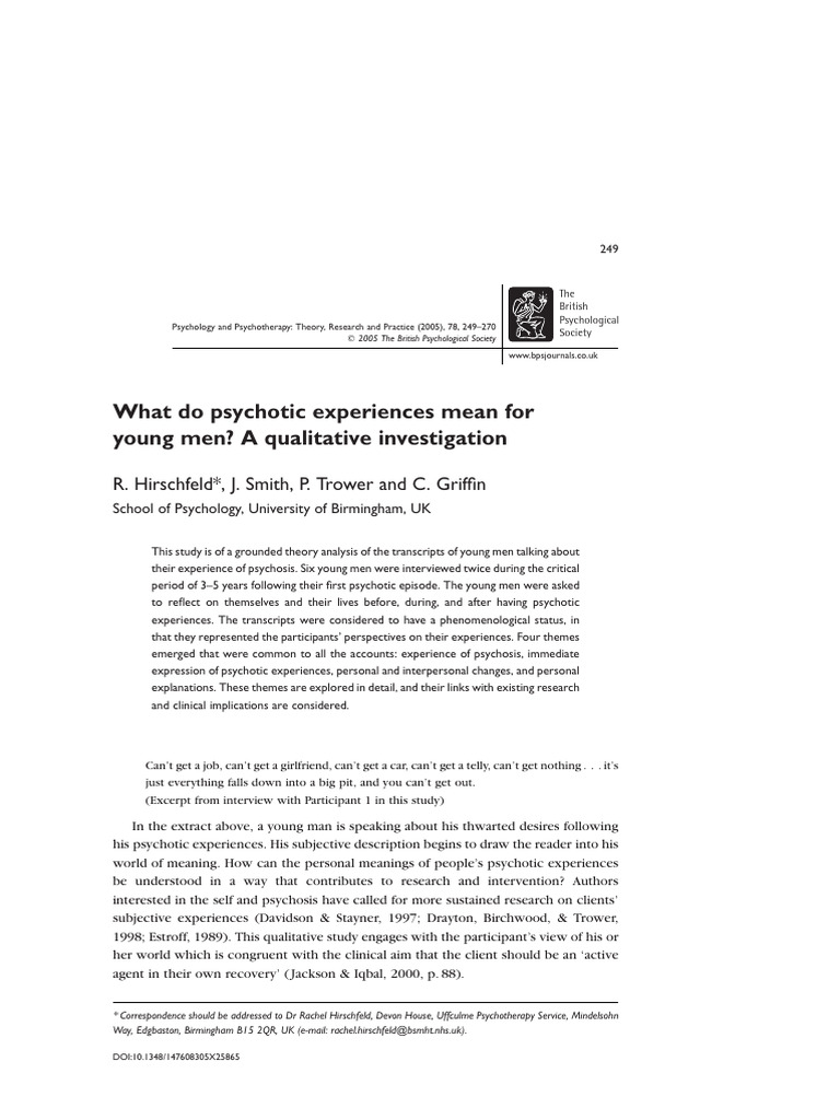 What Do Psychotic Experiences Mean For Young M | PDF | Psychosis | Paranoia