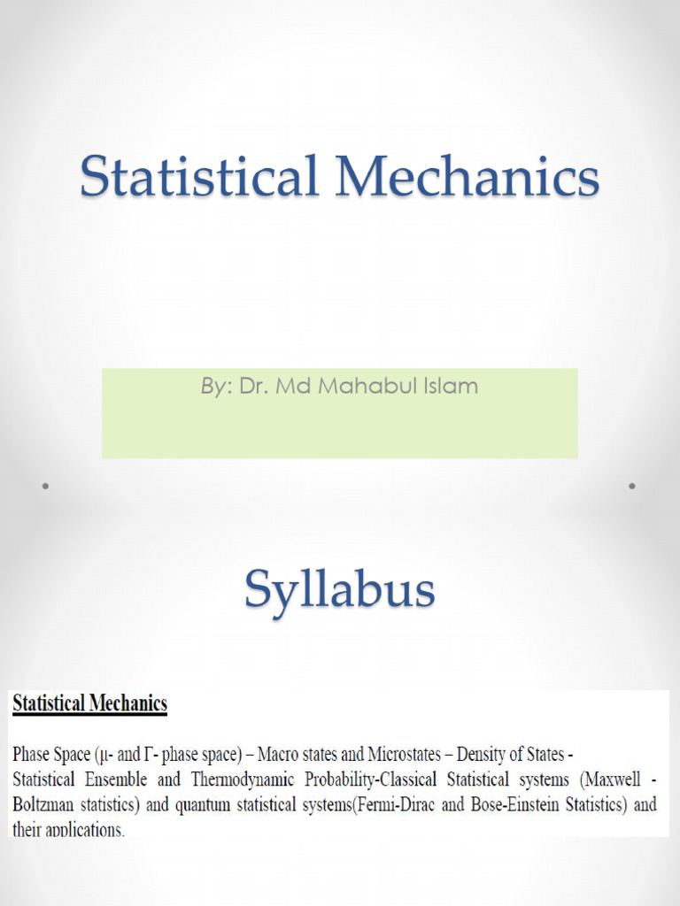 Statistical Mechanics Notes Civil | PDF | Elementary Particle | Physics