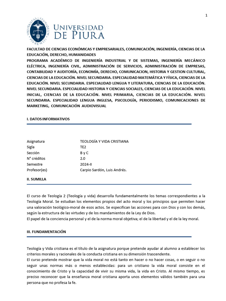 Syllabus TE2 2024-II | PDF | Moralidad | Educación Secundaria