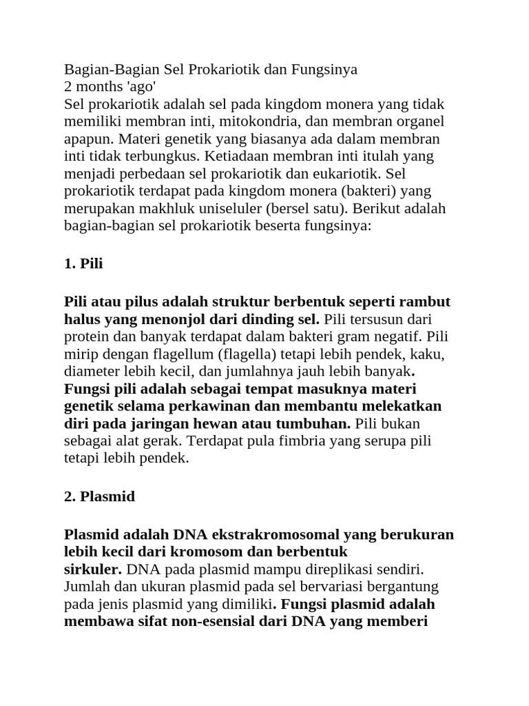 Struktur Dan Fungsi Sel Prokariotik Pdf