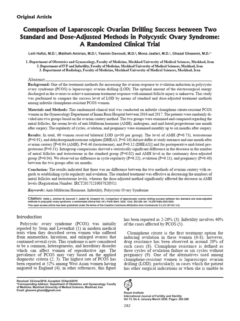 Comparison of Laparoscopic Ovarian Drilling Success Between Two ...