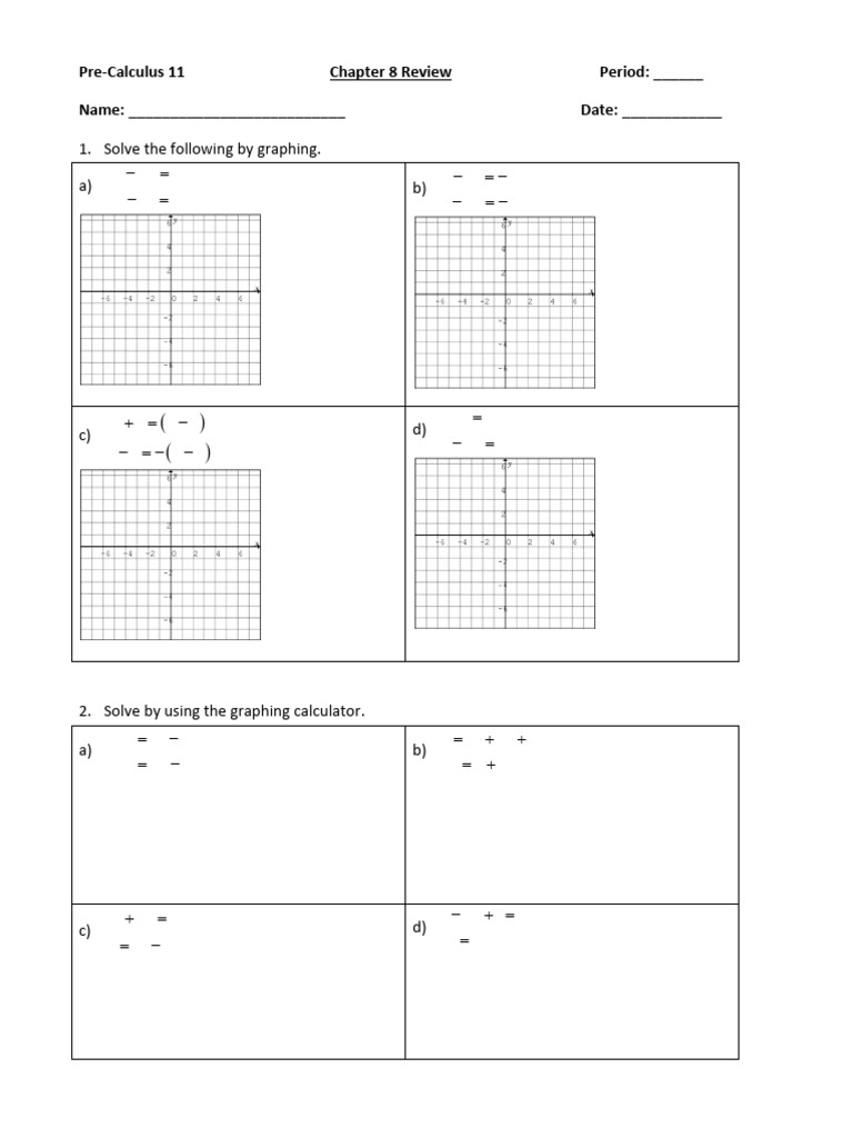 Pre-Calculus 11 Chapter 8 Review | PDF | Mathematics