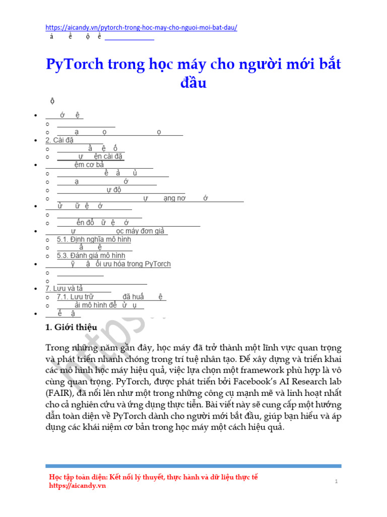 PyTorch Trong Học Máy Cho Người Mới Bắt Đầu | PDF