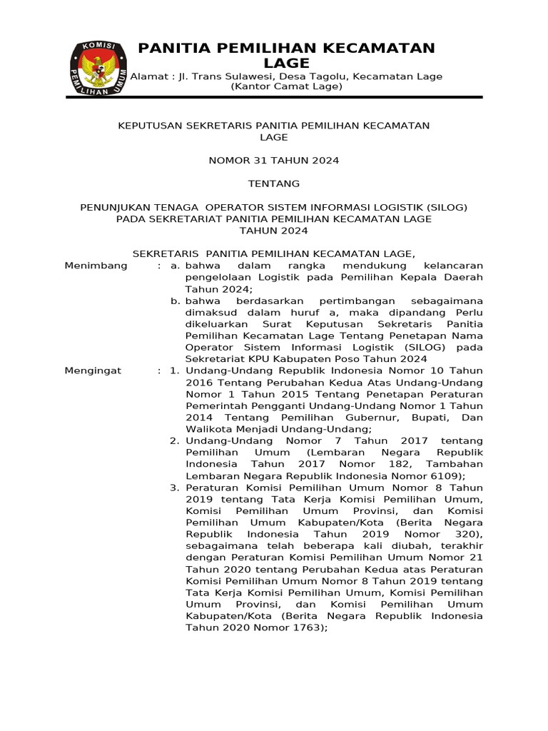 Sk. Admin Dan Operator Silog-1 | PDF