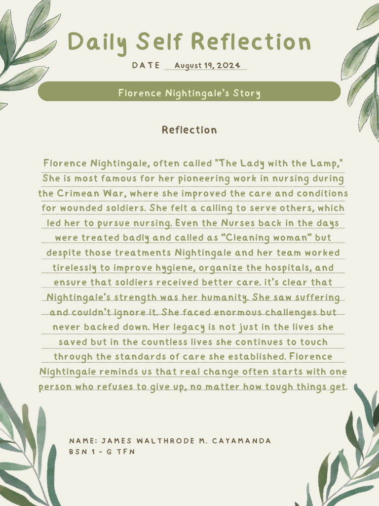 Sage Green Minimalist Illustration Daily Self Reflection Planner | PDF