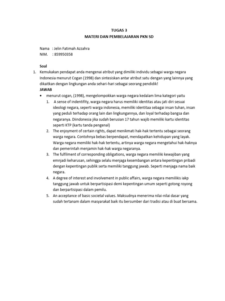 Tugas 3 PKN Jelin | PDF