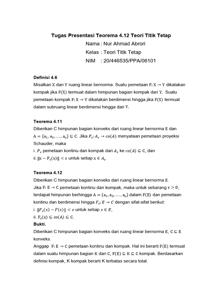 Tugas Presentasi Teorema 4.12 | PDF