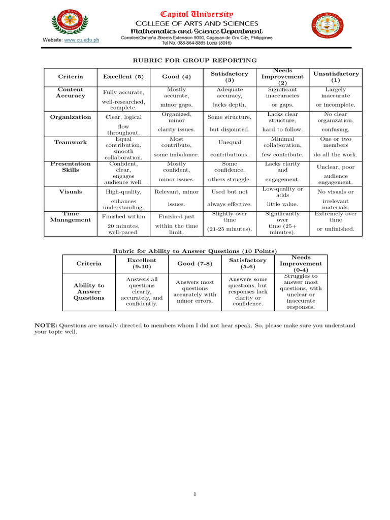 Reporting Rubric Cn142 Pdf Chart Pie Chart