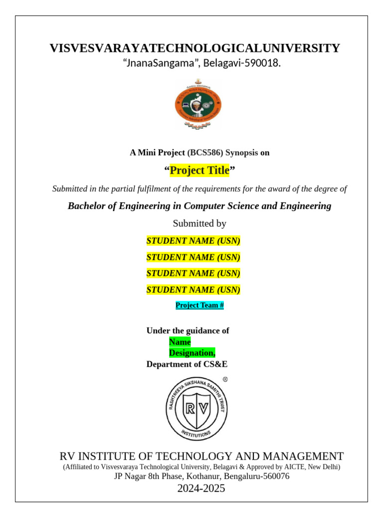 5sem MP Synopsis Format | PDF