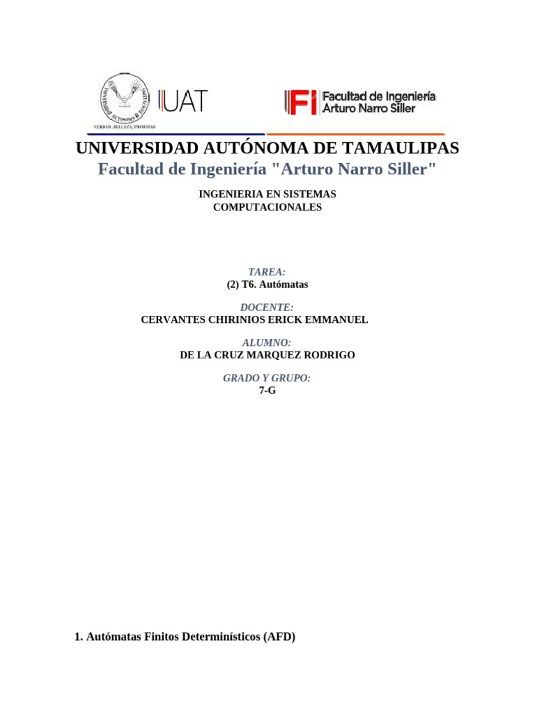 Autómatas Finitos: AFD y AFND Explicados | PDF | Lenguaje de ...
