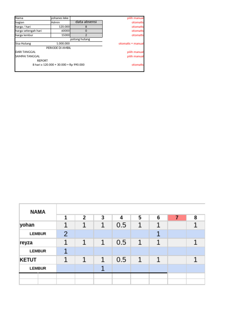 Contoh File Absensi Untuk Pak Agus | PDF