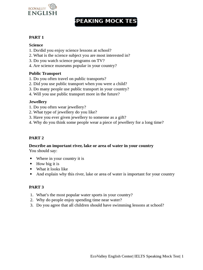 Speaking Mock Test | PDF