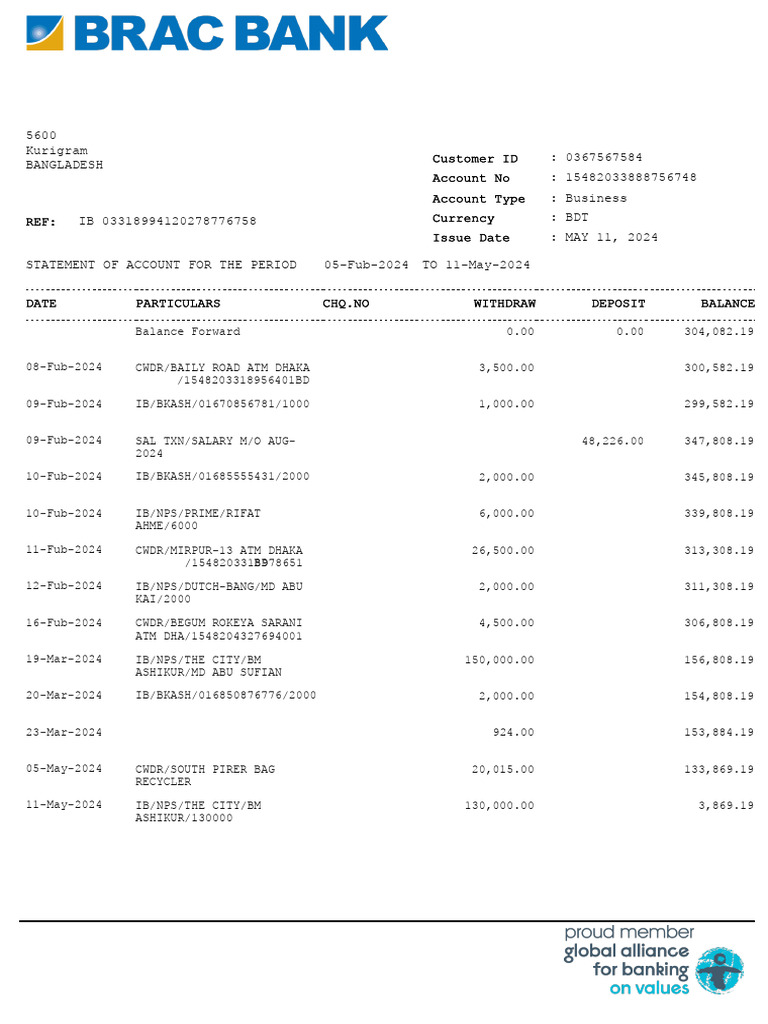 BRAC - Bank - Statement - Rakib Howlader | PDF | Banking | Financial Services