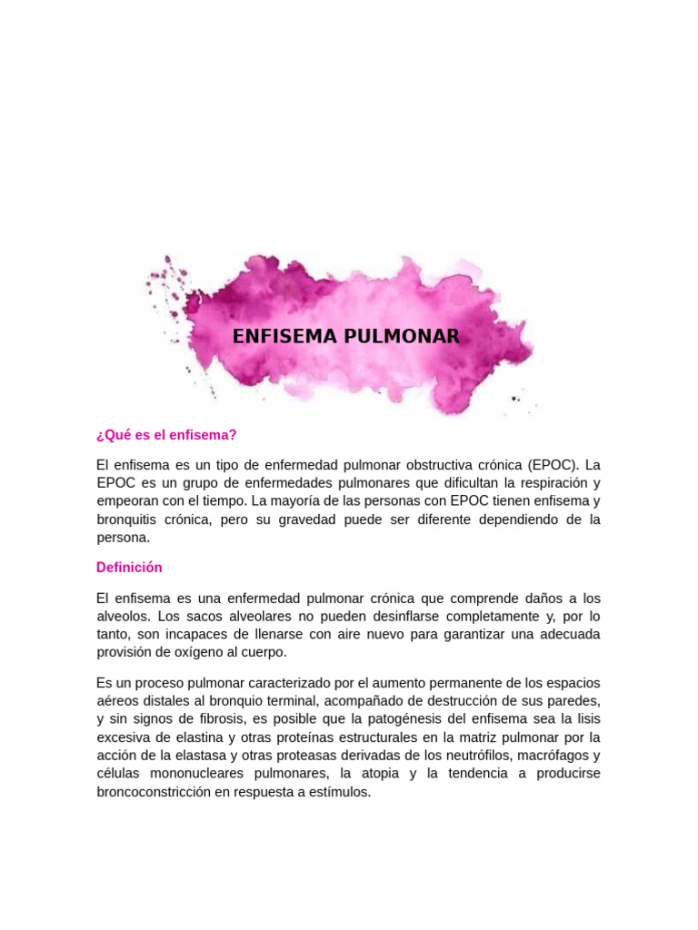 Edema en Pacientes con Enfisema Pulmonar | PDF | Pulmón | Enfermedades ...