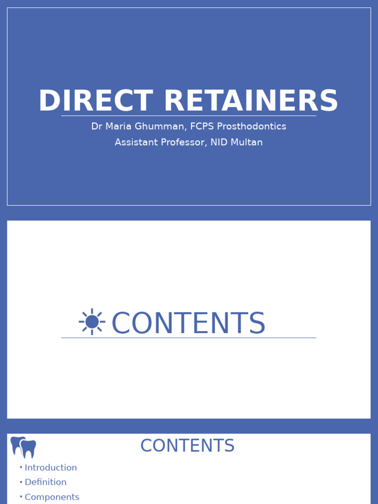 7a. Direct Retainers Final | PDF | Dentistry Branches