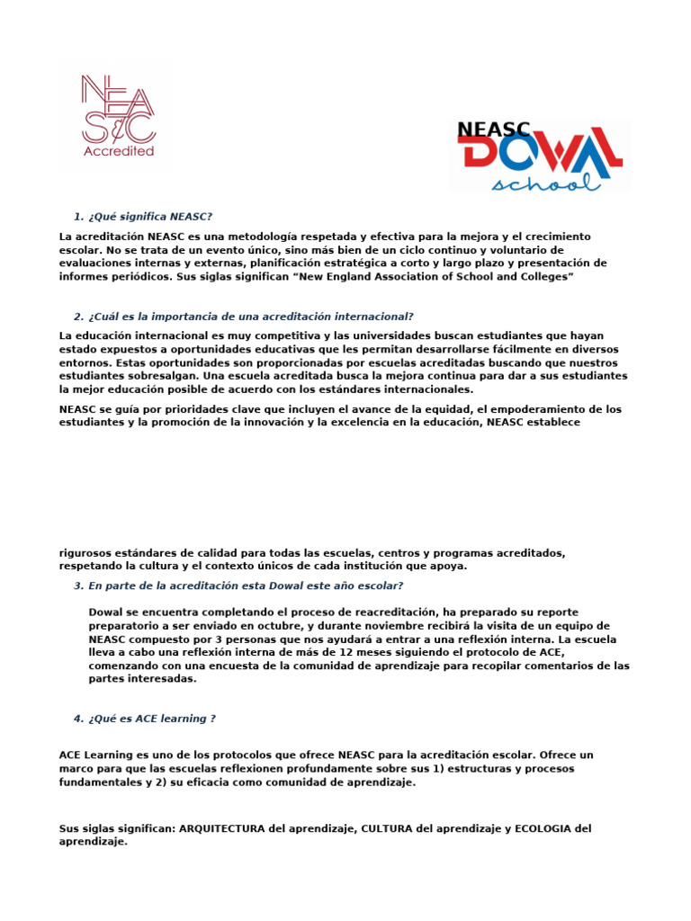 NEASC | PDF | Aprendizaje | Cognición