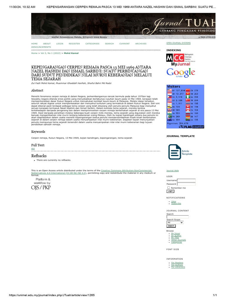 KEPENGARANGAN CERPEN REMAJA PASCA 13 MEI 1969 ANTARA NAZEL HASHIM DAN ...