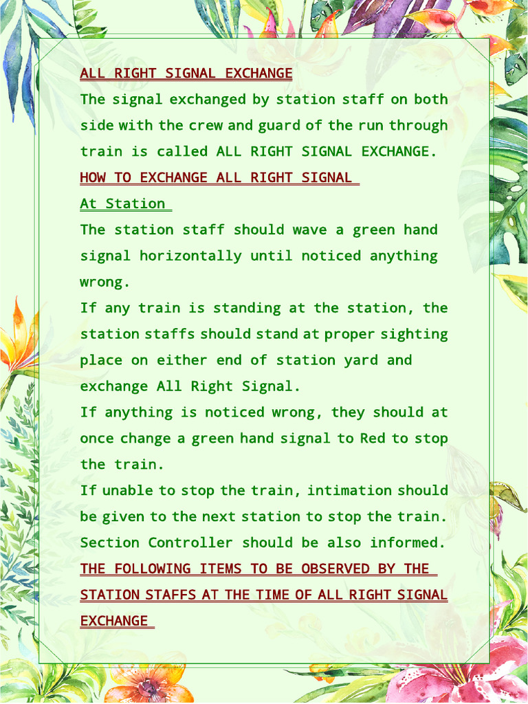 All Right Signal Exchange | PDF