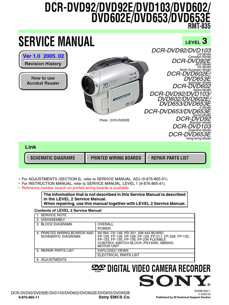Sony dcr-dvd92 dvd103 dvd602 dvd653 Level3 Ver1.0 | PDF | Soldering | Resistor