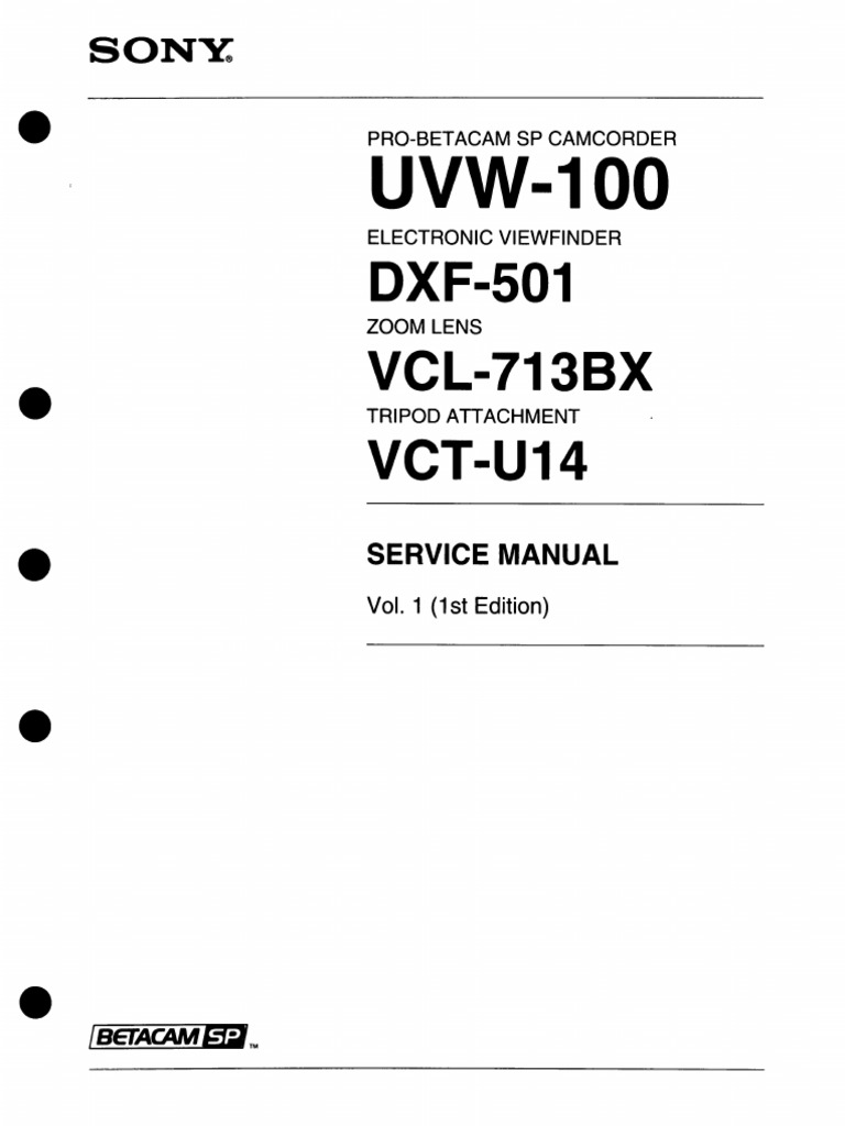 Sony Uvw-100 Vol.1 1st-Edition SM | PDF