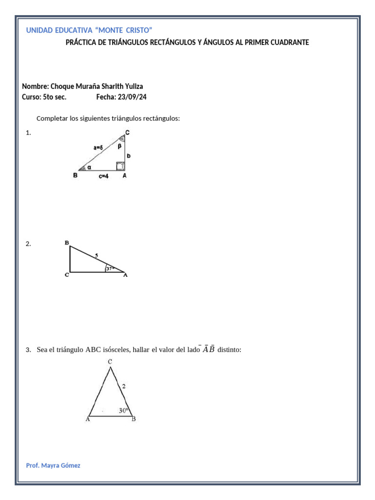 Practica de Trigonometría | PDF