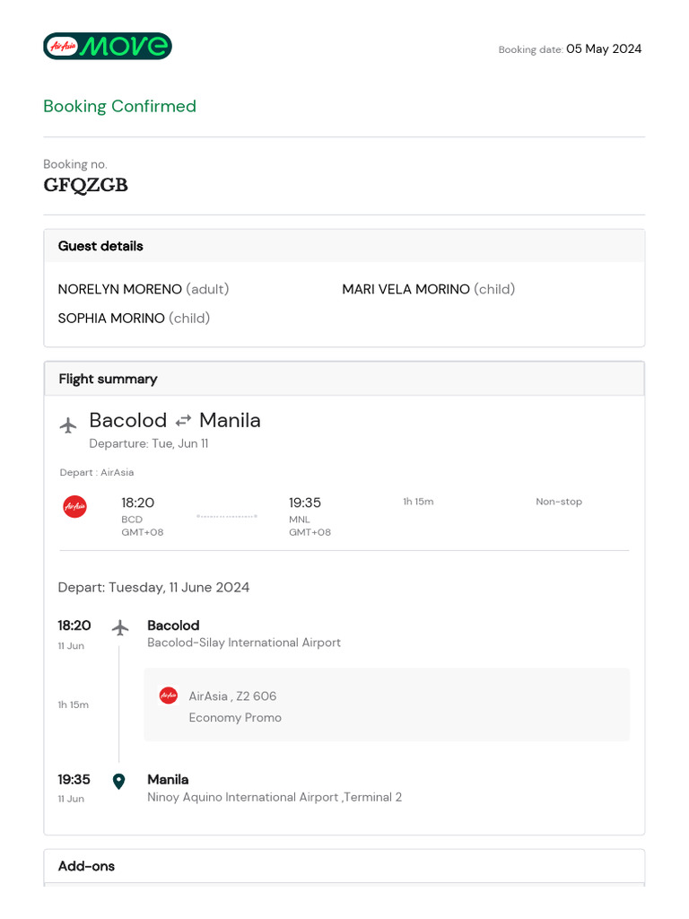 BCD MNL NORELYN TICKET Backup | PDF