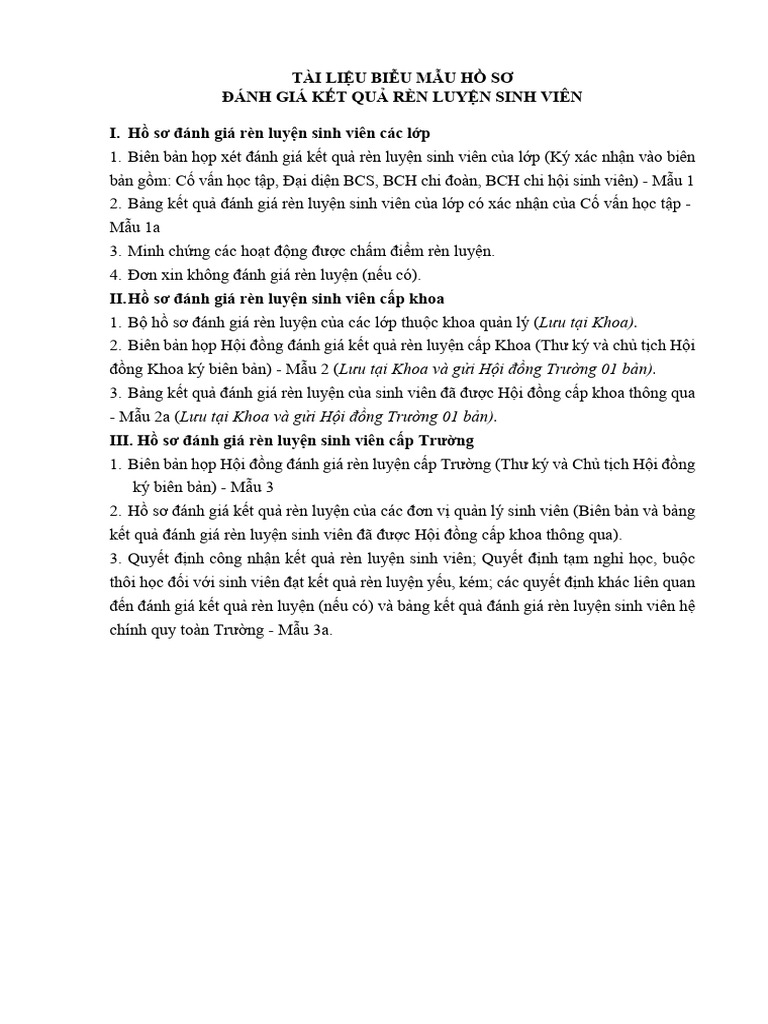 Huong Dan Ho So Cham Diem Ren Luyen | PDF