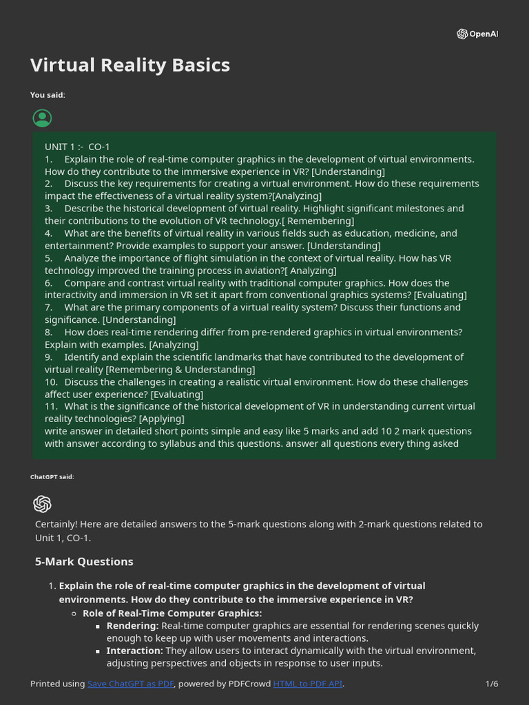 Virtual Reality Basics: You Said | PDF | Virtual Reality | Computer Graphics