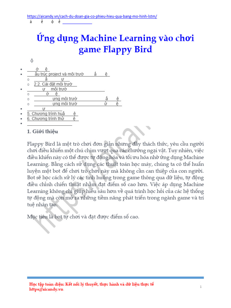 NG D NG Machine Learning Vào Chơi Game Flappy Bird | PDF