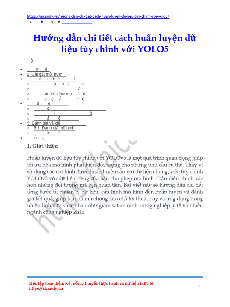 Hướng Dẫn Chi Tiết Cách Huấn Luyện Dữ Liệu Tùy Chỉnh Với YOLO5 | PDF