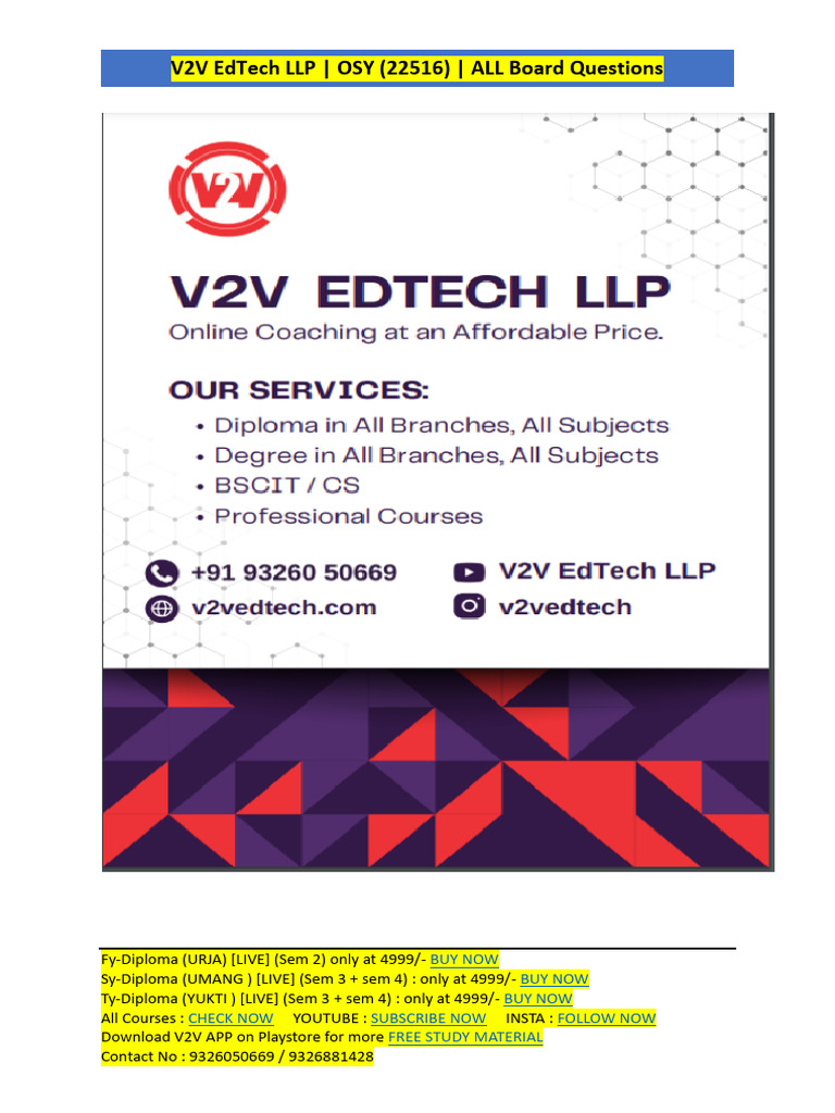 VIMP OSY Board Questions V2V | PDF | Process (Computing) | Operating System