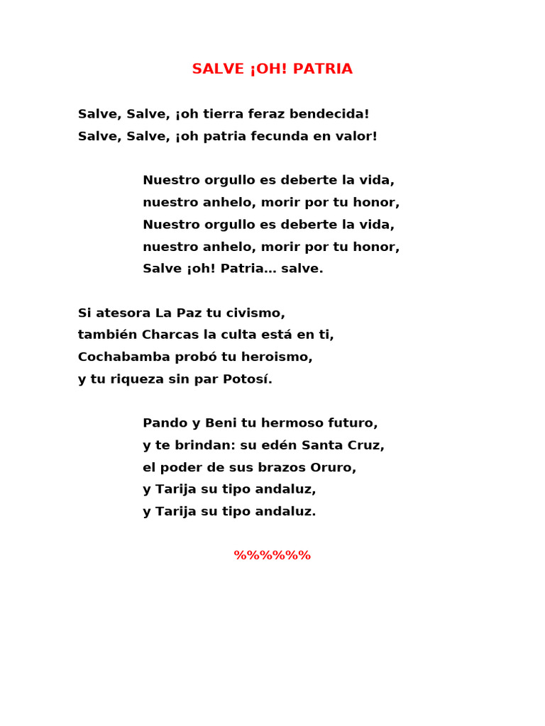 Salve Oh Patria | PDF