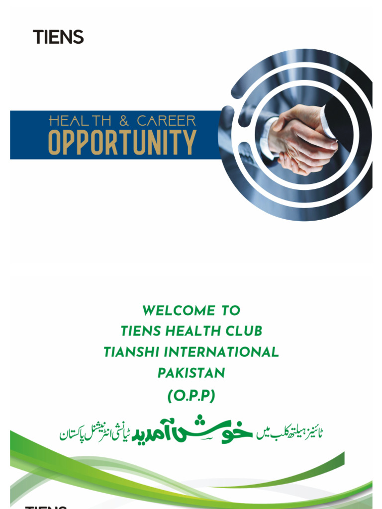 Tiens Health Opp With Urdu | PDF